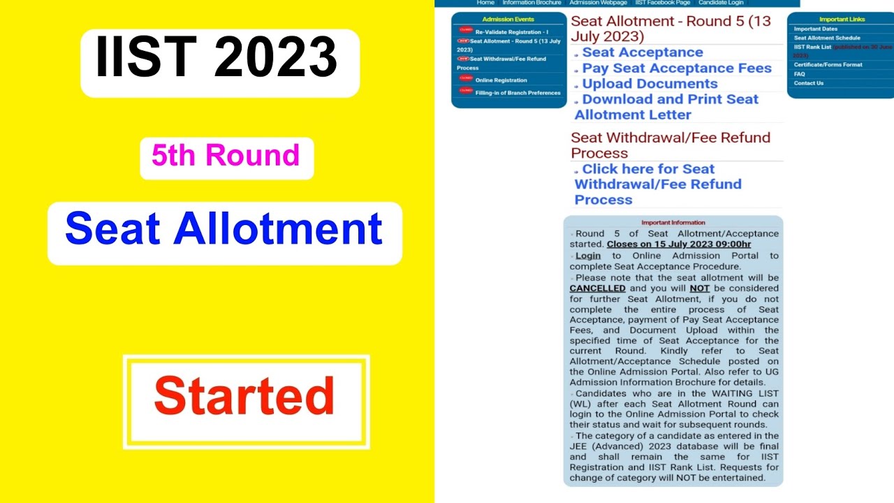 IIST 2023 Seat Allotment Started | IIST Full Details Explaining - YouTube