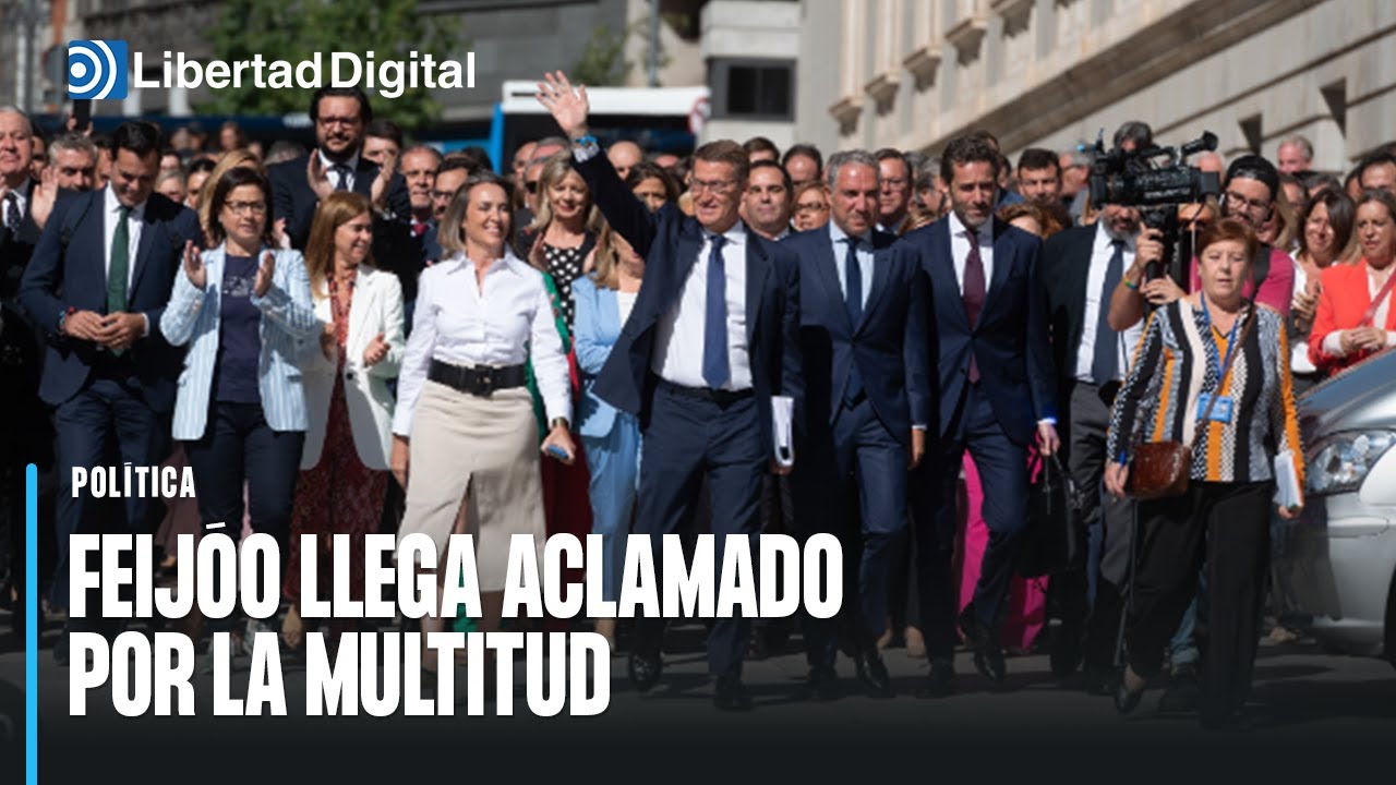 Feijóo llega al Congreso para la investidura aclamado por la multitud y ...