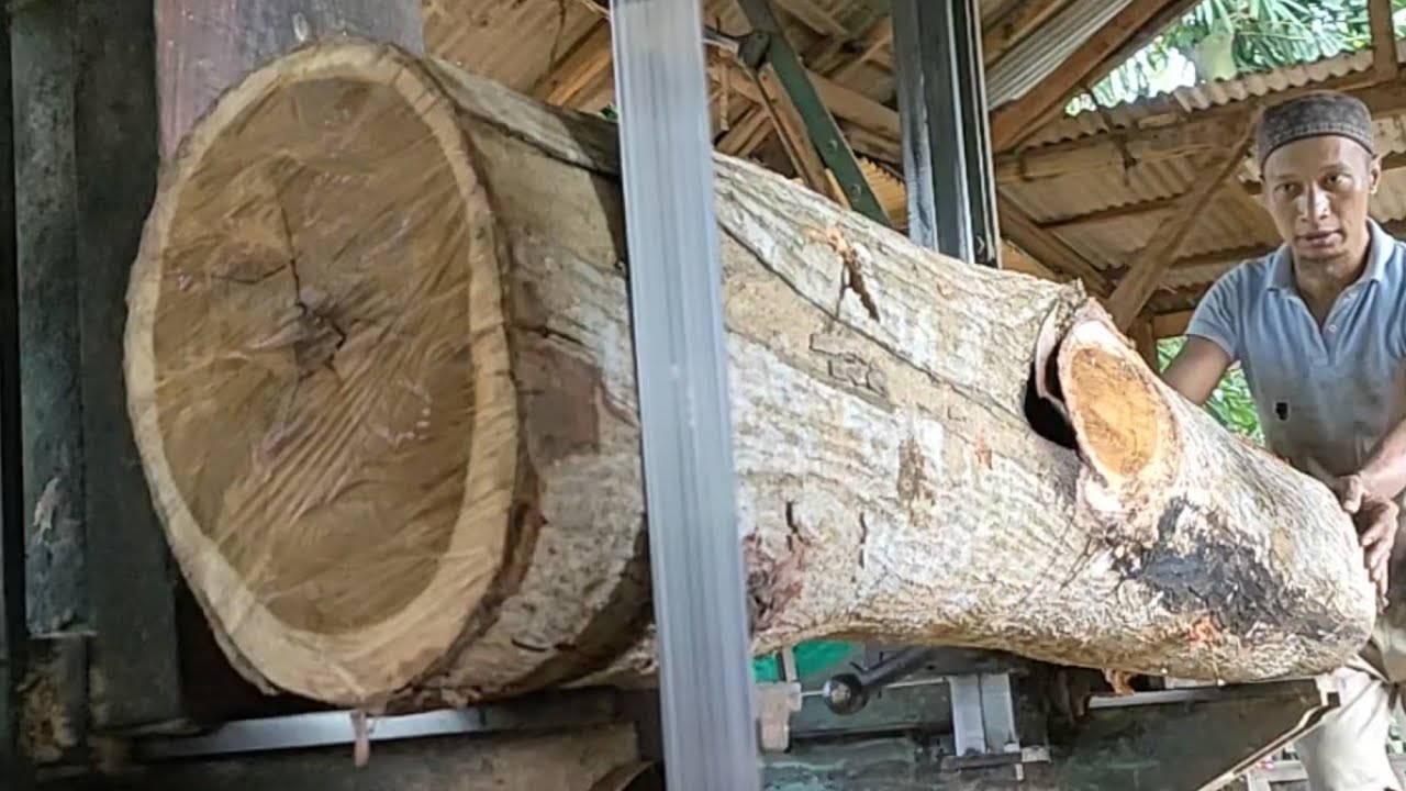 the extraordinary skills of skilled operators in processing flat teak ...