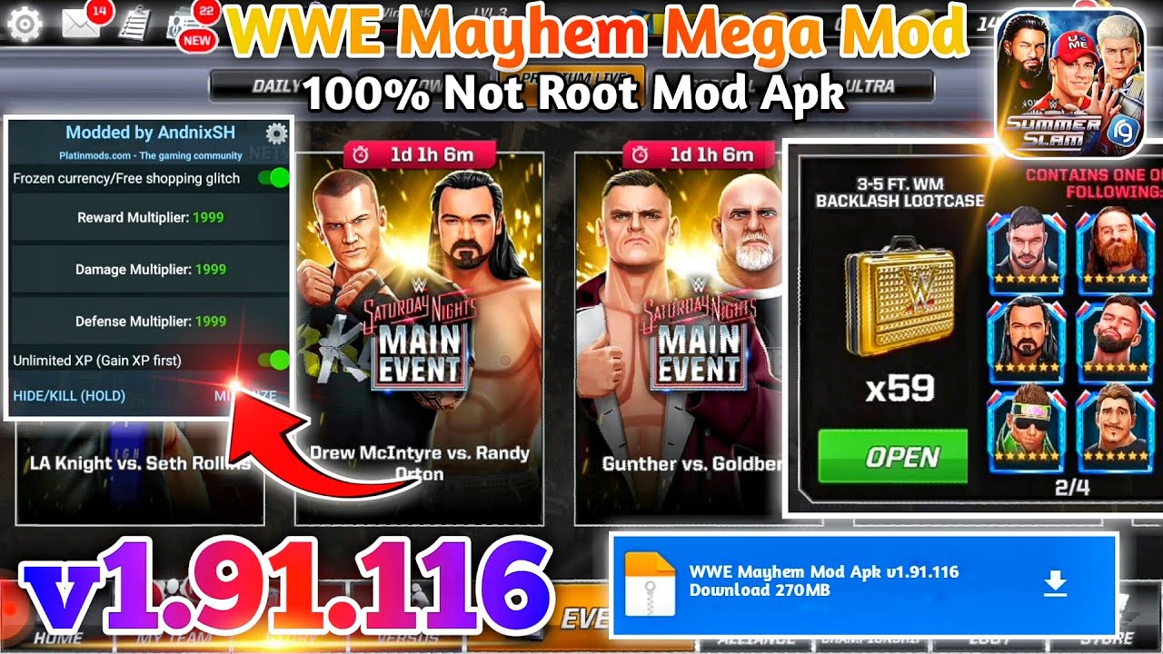 WWE Mayhem Mod Apk v1.91.116 | WWE Mayhem Not Root Mod Apk v1.91.116 ...