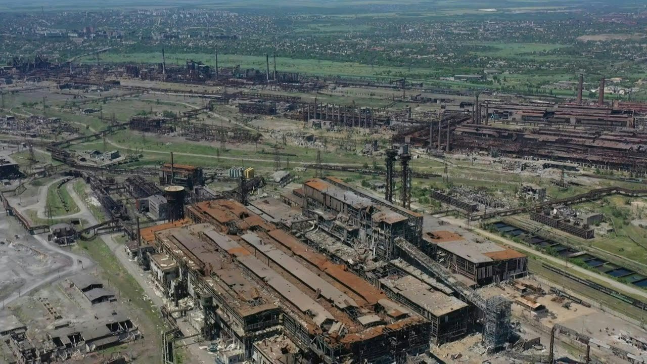 Ukraine: Aerial views of destroyed Azovstal steel plant | AFP - YouTube