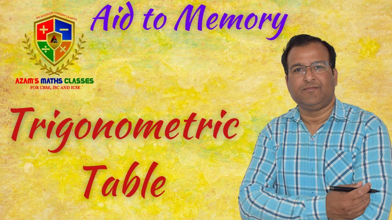 Aid to Memory - Trigonometric Table - YouTube