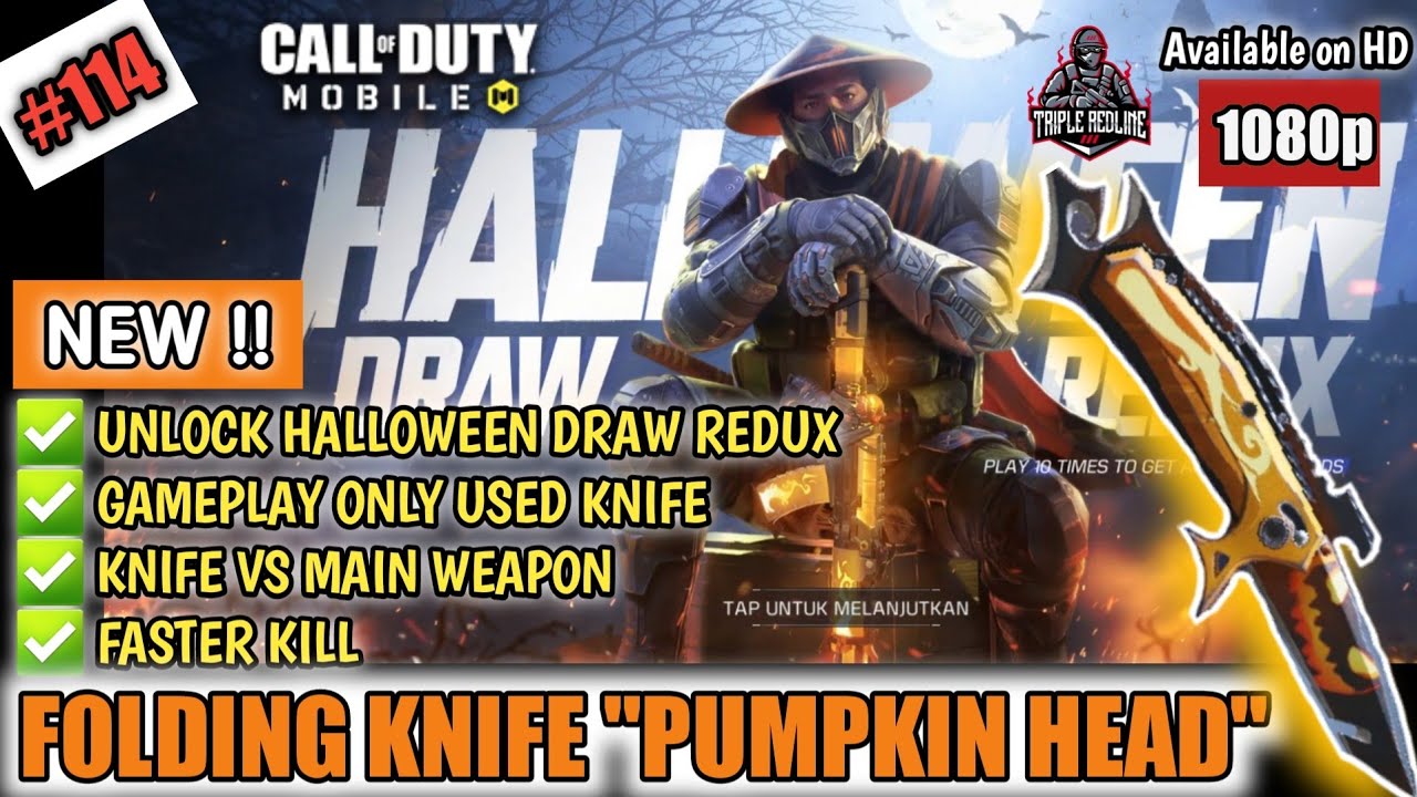 NEW !! FOLDING KNIFE PUMPKIN HEAD | HALLOWEEN DRAW REDUX COD MOBILE ...