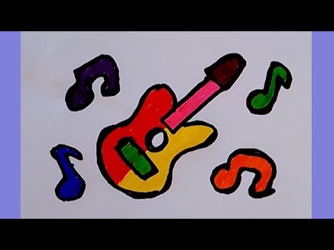 Fun and Easy Guitar Drawing Tutorial for Kids|| How to draw a guitar ...