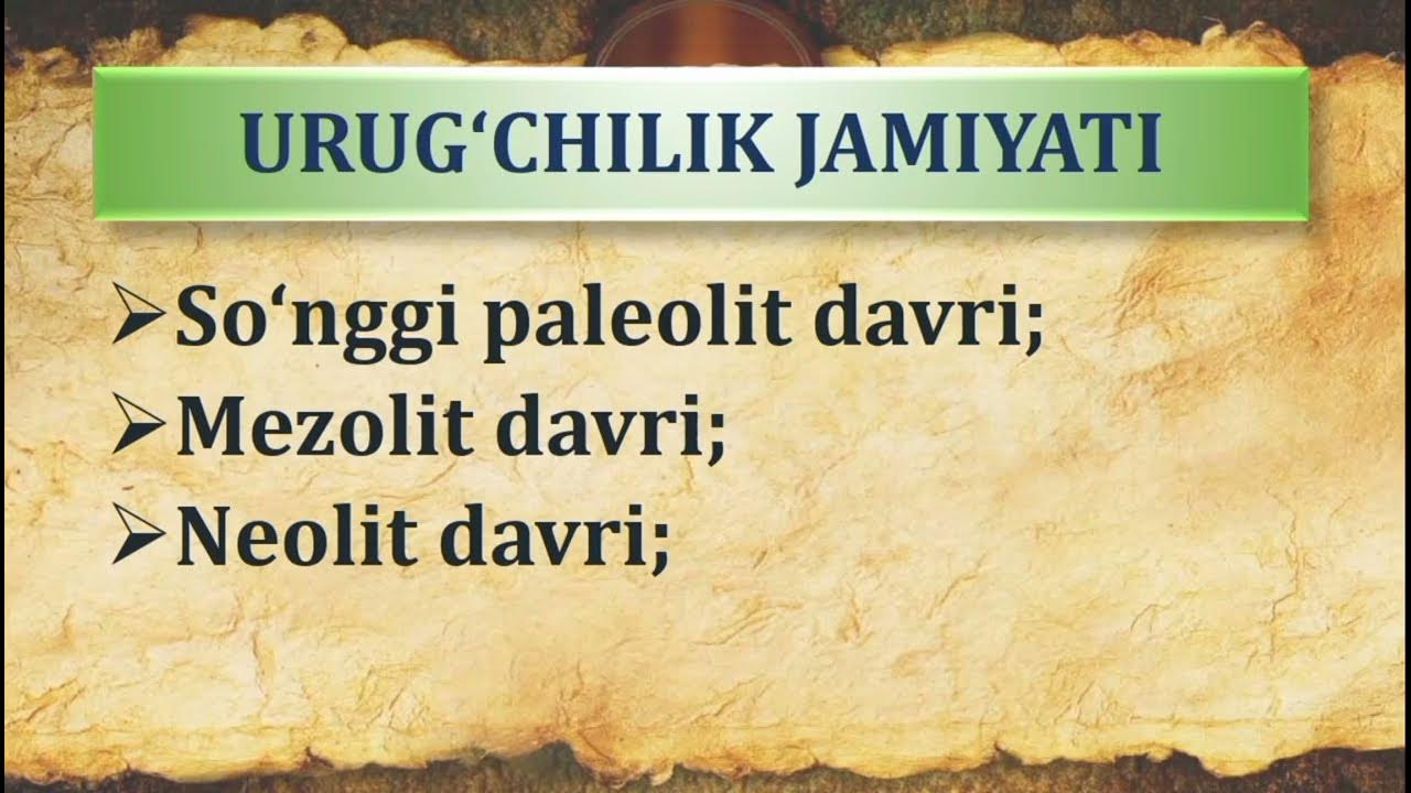 6-sinf Urug‘chilik jamiyati | Qadimgi dunyo tarixi 3-mavzu #videodars #tarix - YouTube