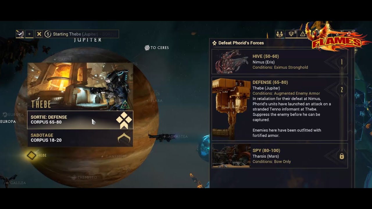 Warframe Thebe (Jupiter) Mission Defense level 65-80 - YouTube