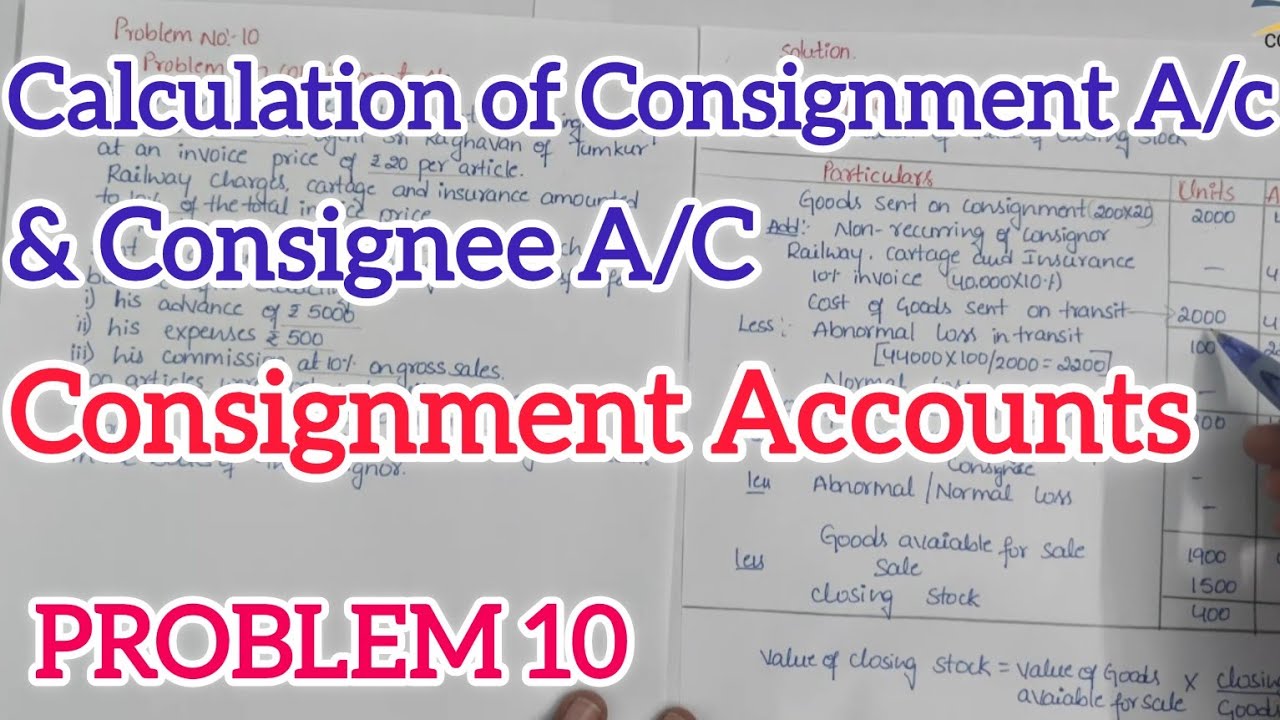 #10 Problem on consignment Accounts with Ledgers Accounts consignment ...