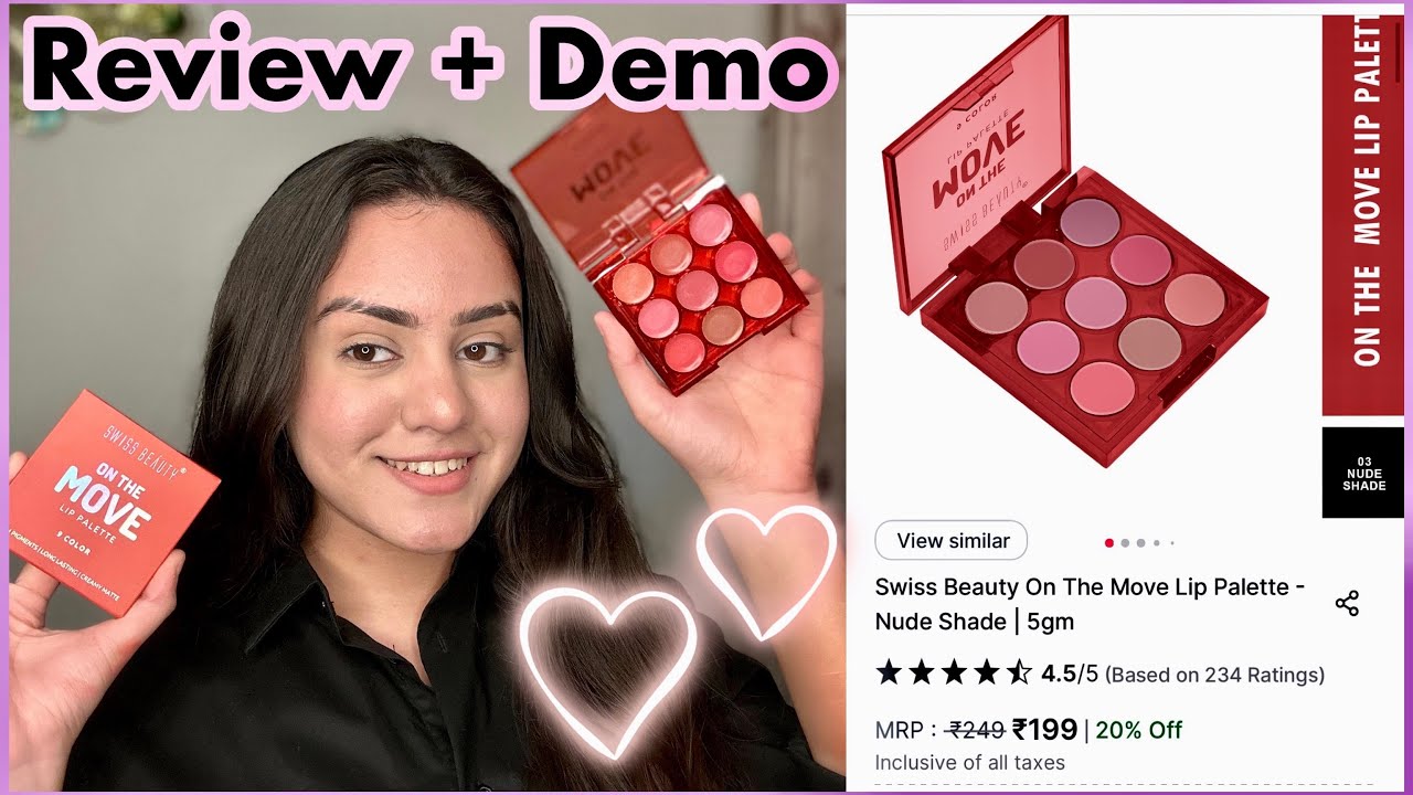 Swiss beauty on the move lip pallete review + swatches | ₹22 की एक ...