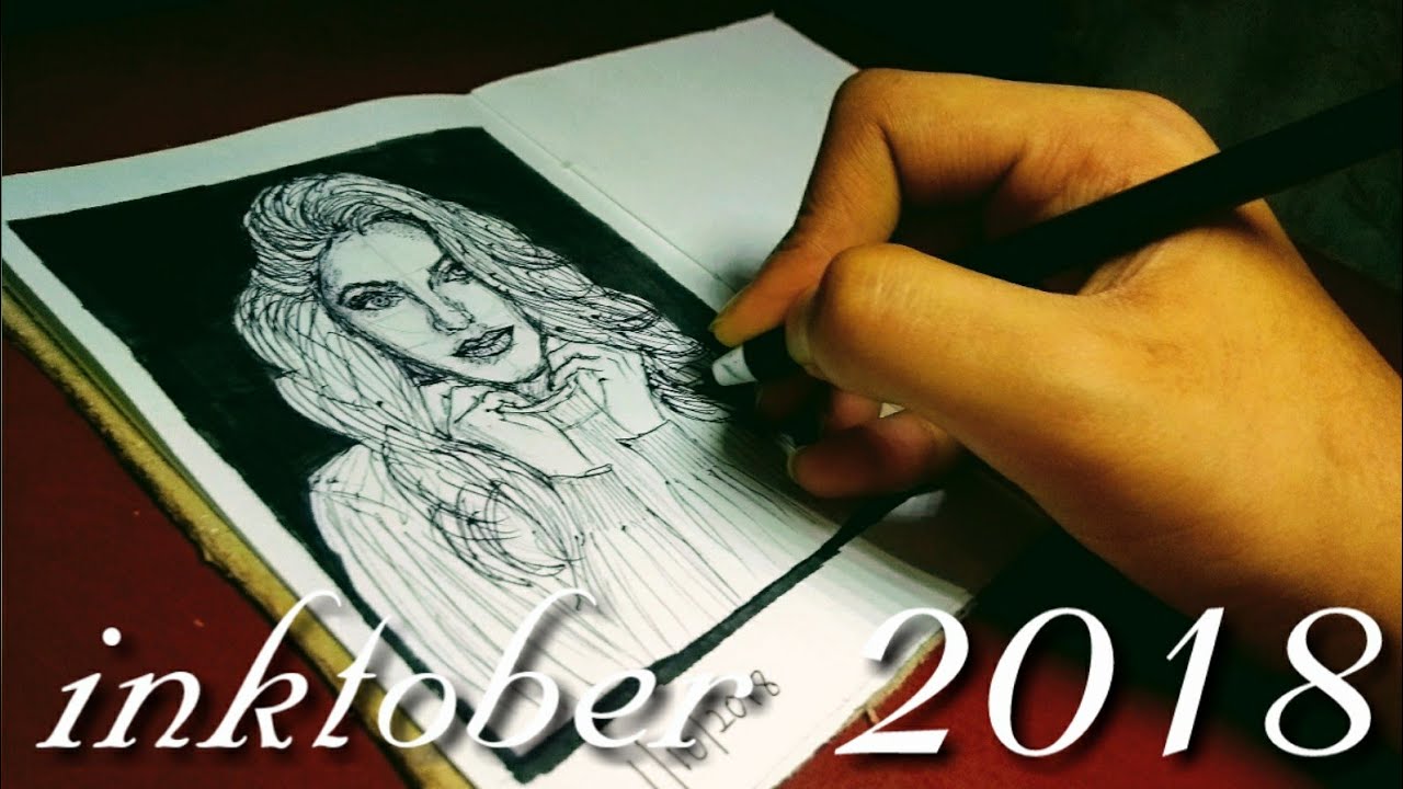 Inktober challenge 2018 | easy and quick girl potrait for beginners ...
