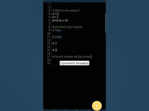 Comment Answers, Correct Answer will be pinned #pythontutorial #coding #python #code - YouTube