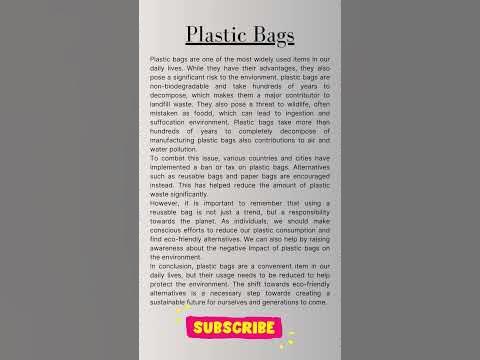 Essay on plastic bag 150 words| Plastic bags paragraph #essayinenglish ...