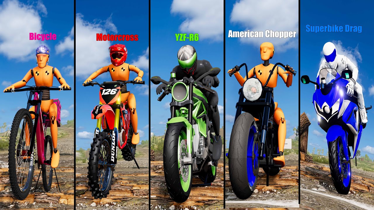 Motorcycles&Bikes Battle #4 - Beamng drive - YouTube