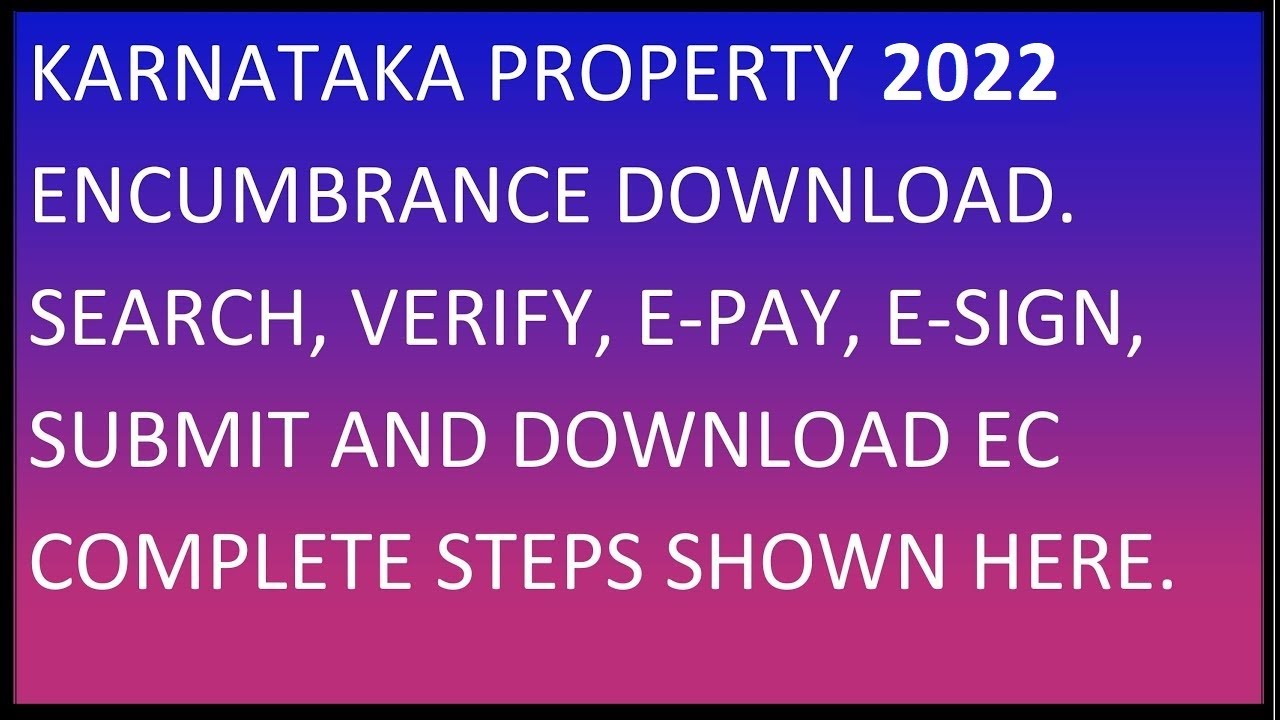 2022 Karnataka Kaveri Online Encumbrance Certificate Search Pay Esgin ...