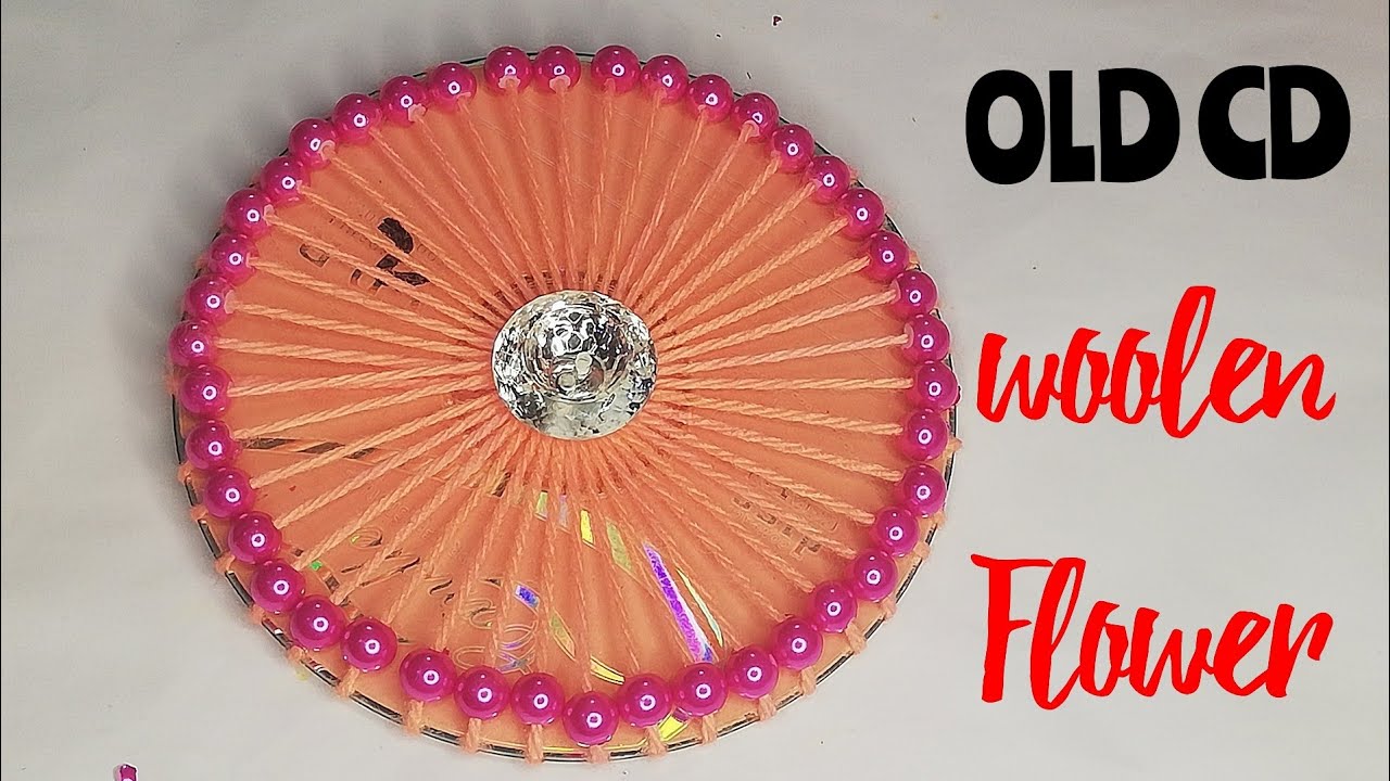 Woolen flower making with old CD | hand embroidery amazing trick with ...