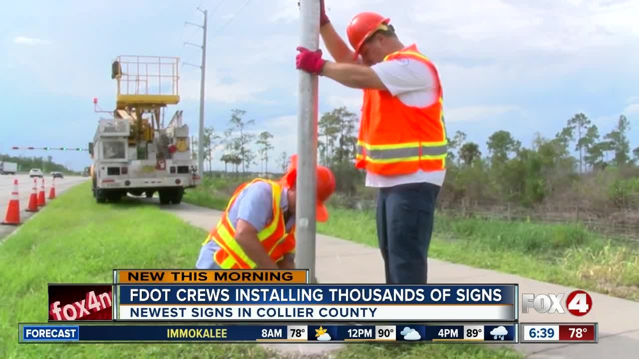 FDOT crews busy installing new signs throughout SWFL - YouTube