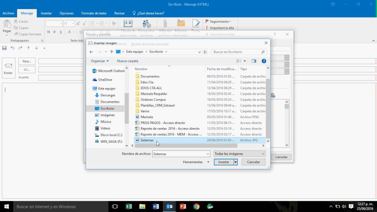 Cómo poner firma con imagen a correo cliente Outlook 2016 - YouTube