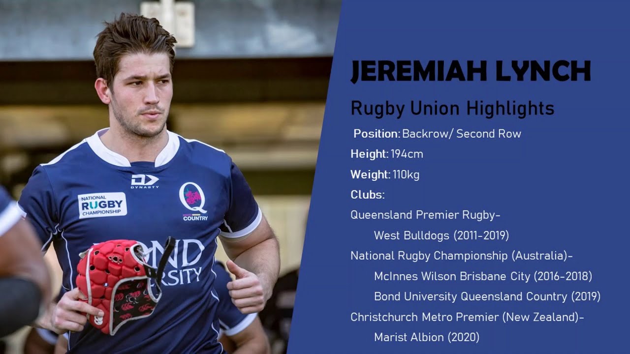 Jeremiah Lynch Rugby Union Highlights Video (inc 2020) - YouTube