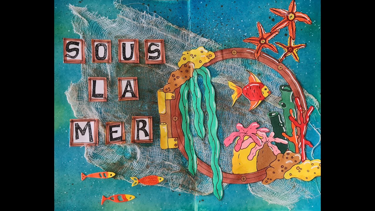 ART JOURNAL #039 - Sous la mer - Fond Dylusions Sprays + coloriages ...