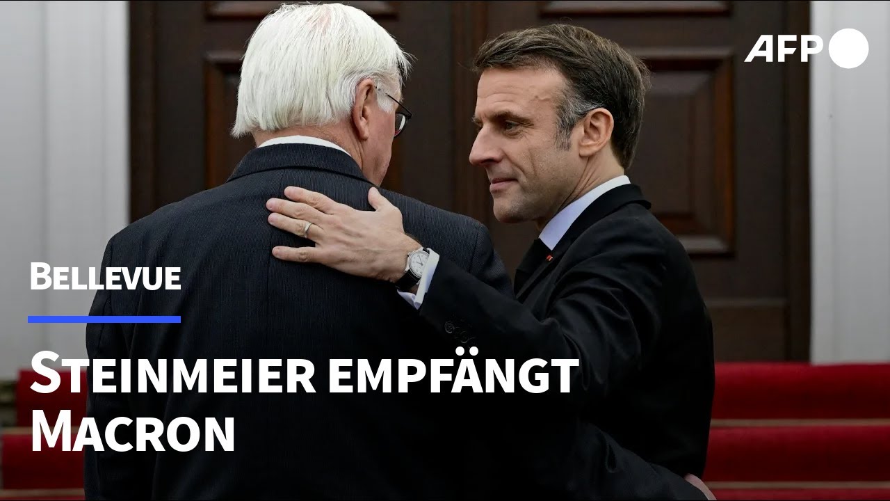 Steinmeier begrüßt Macron im Schloss Bellevue | AFP - YouTube