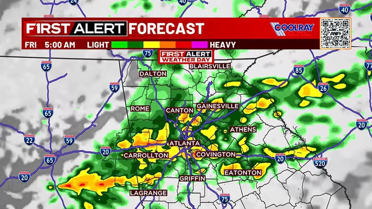 FIRST ALERT WEATHER DAY: Rain in metro Atlanta through 6 AM - YouTube