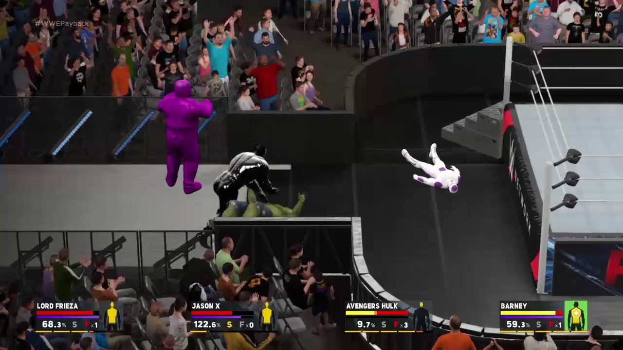 Wwe2k17 Barney vs frizea Vs hulk vs Jason x - YouTube