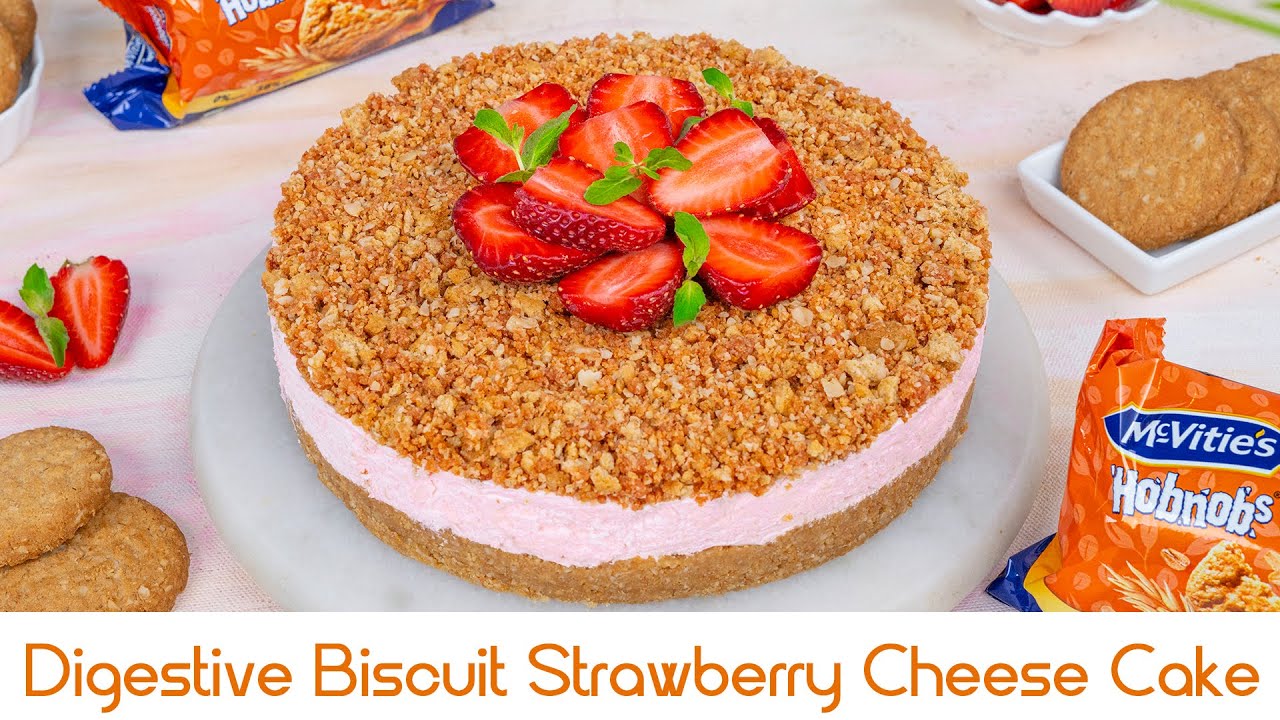 Digestive Biscuit Strawberry Cheesecake - YouTube