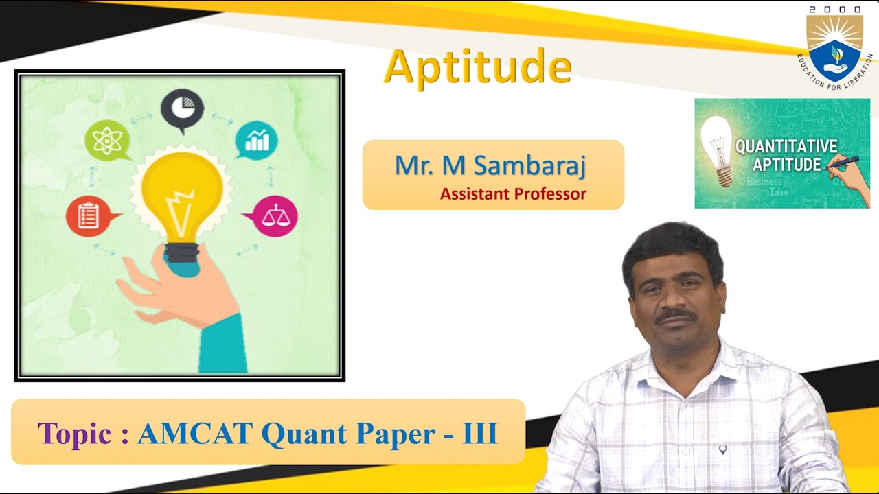 AMCAT Quant Paper - III by Mr. M Sambaraj - YouTube