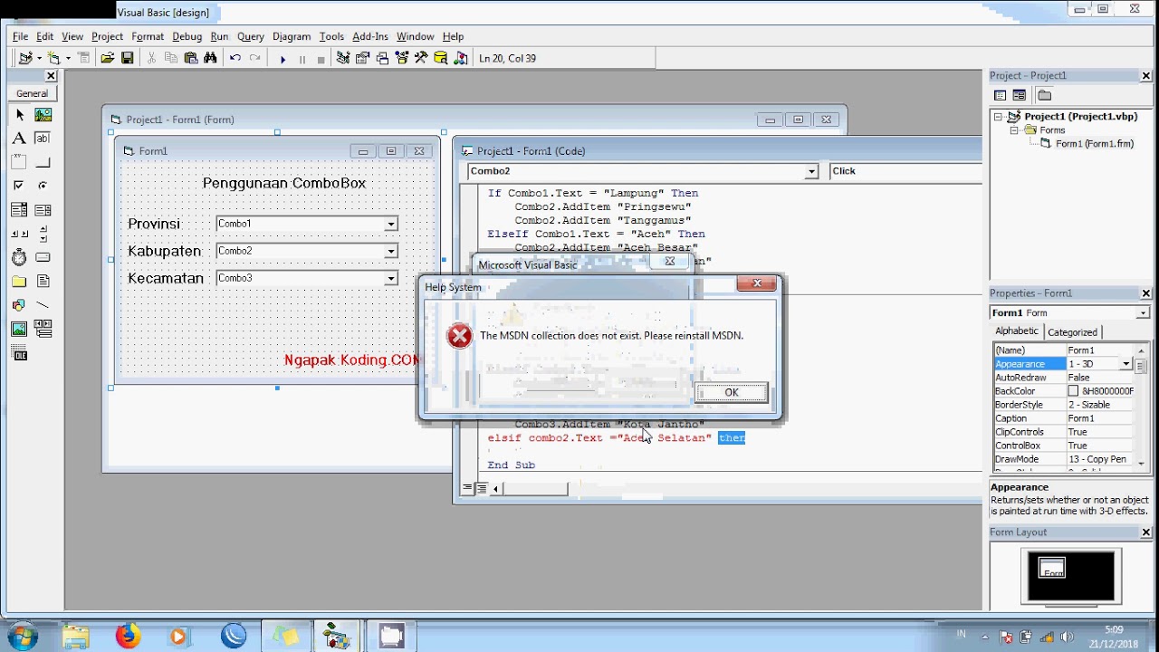 Penggunaan ComboBox pada Vb 6.0 - YouTube