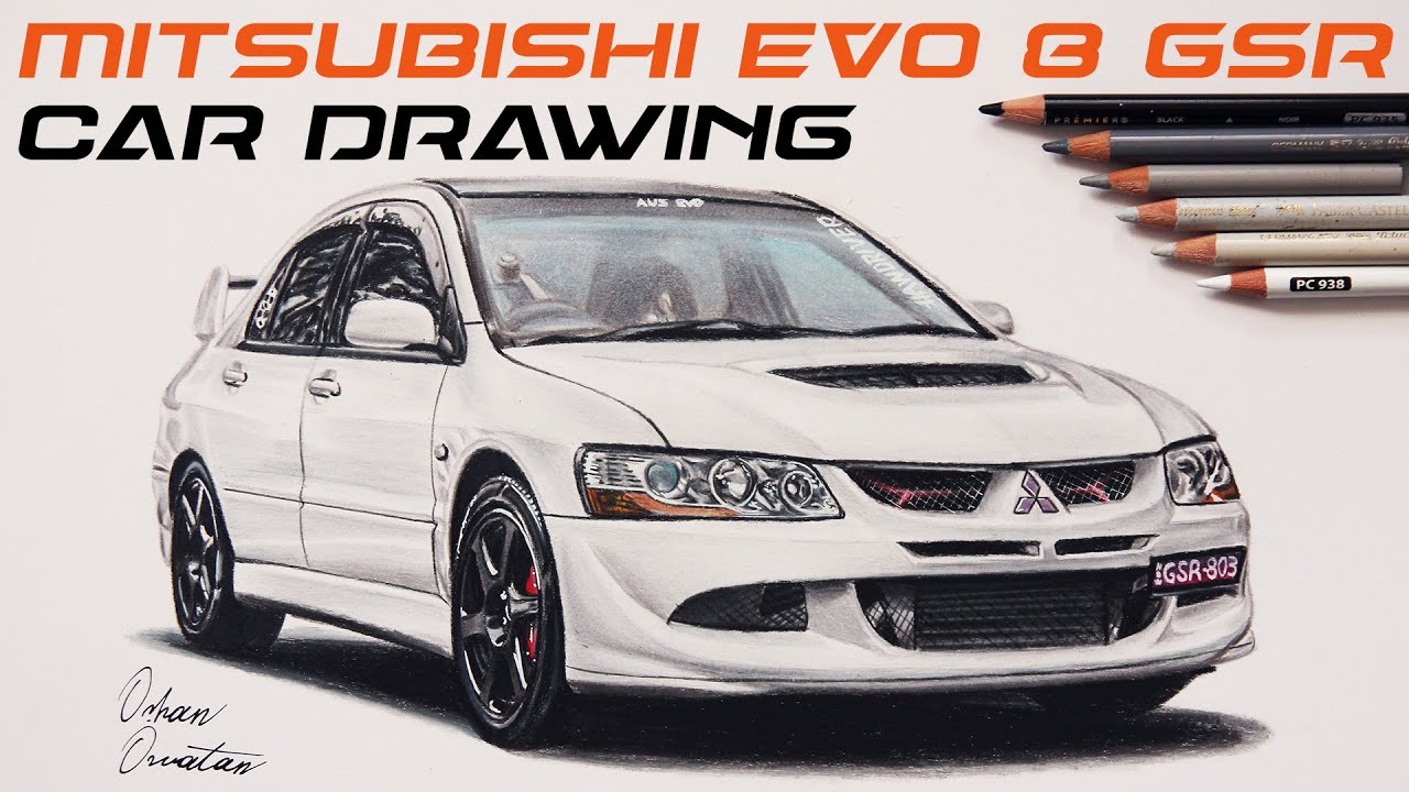 Mitsubishi EVO 8 GSR Car Drawing - YouTube