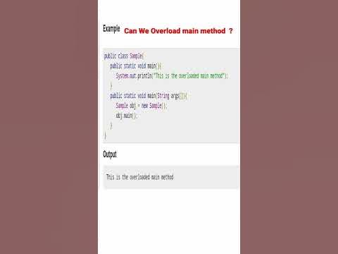 Can we overload main method in Java #sorts - YouTube