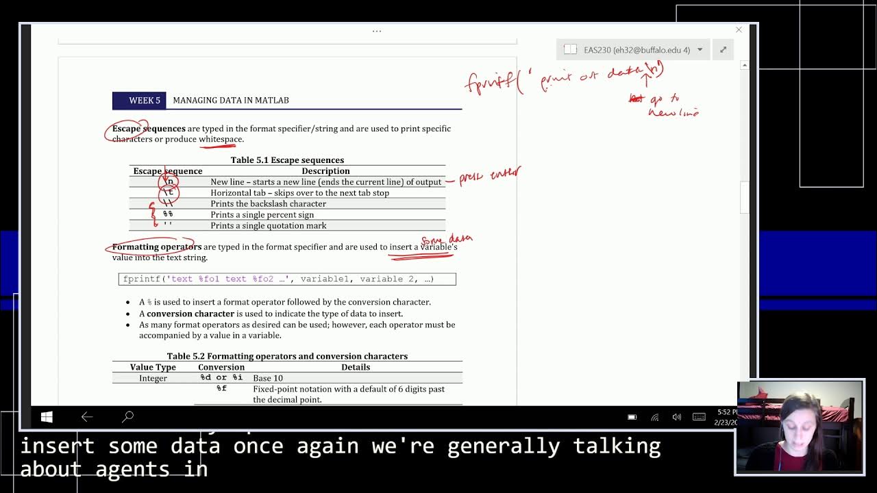 Engineering Computations (2/26) - Week 5: Fprintf function - YouTube