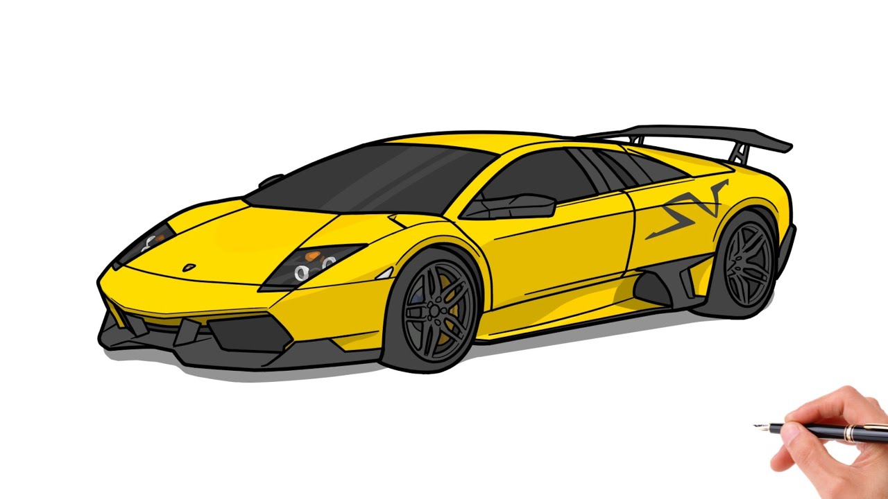How to draw a LAMBORGHINI MURCIELAGO SV / drawing lambo lp 670-4 2006 ...