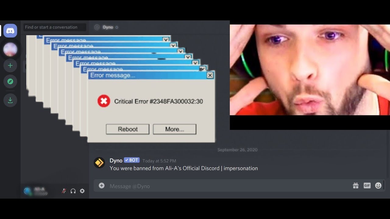I GOT BANNED FROM ALI A DISCORD SERVER - YouTube