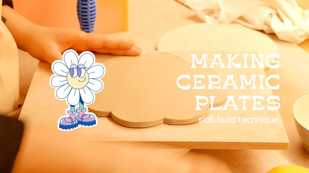 How to make ceramic plates with slab building technique - ASMR working ...