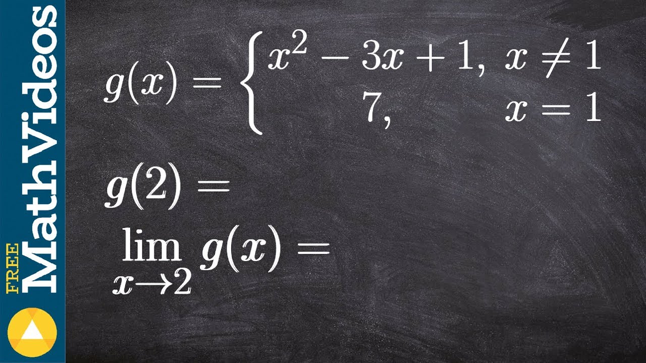 Evalauate the limit of a piecewise function with a hole - YouTube