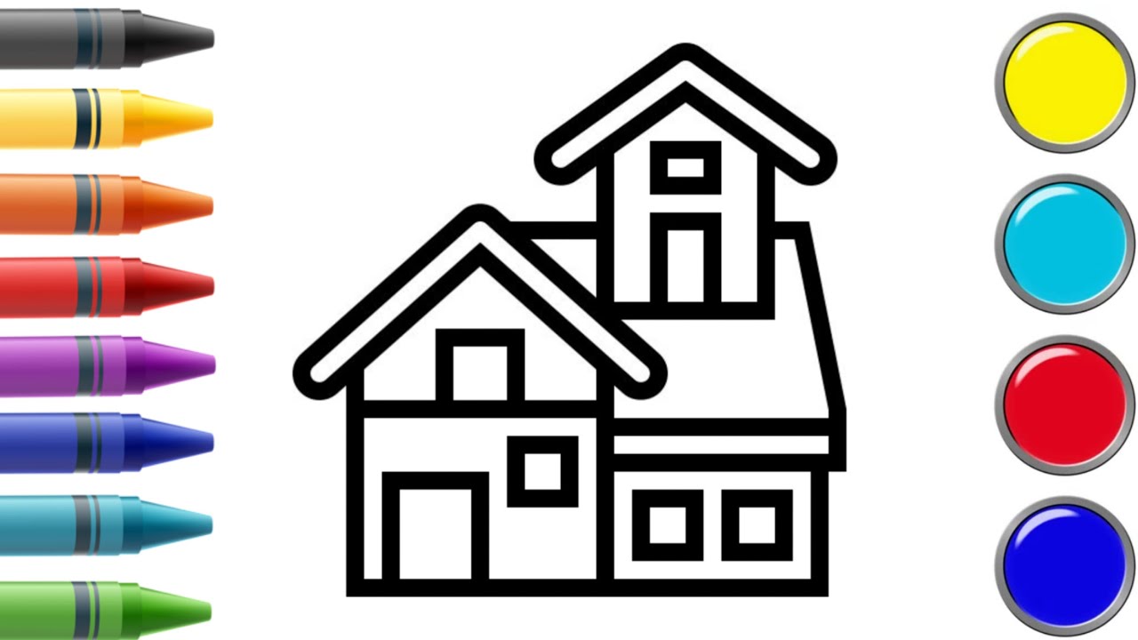Easy colorful house drawing, coloring & painting step by step for kids ...