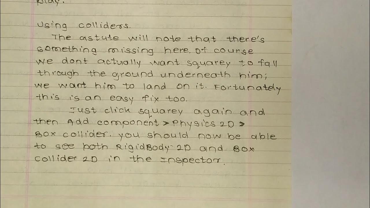 #video 21 # Learn Unity for Android by Adam Sinicki(*using colliders*) - YouTube