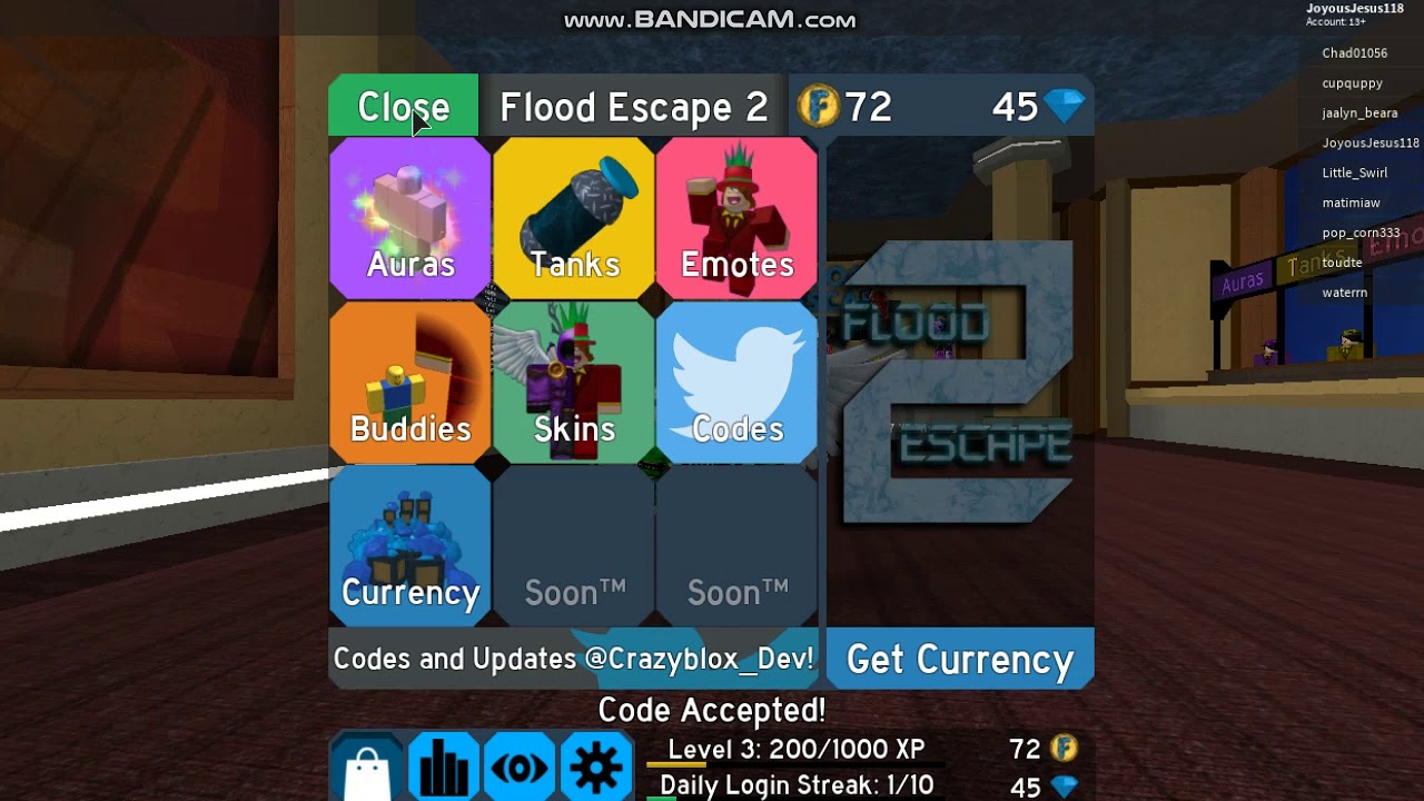 Flood Escape 2 CODES(December 2017) - YouTube