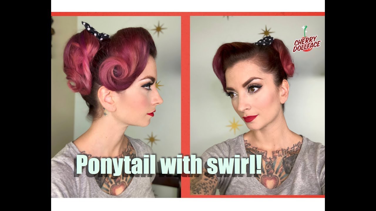 Vintage Hair: Curly Ponytail with Side Swirl! by CHERRY DOLLFACE - YouTube