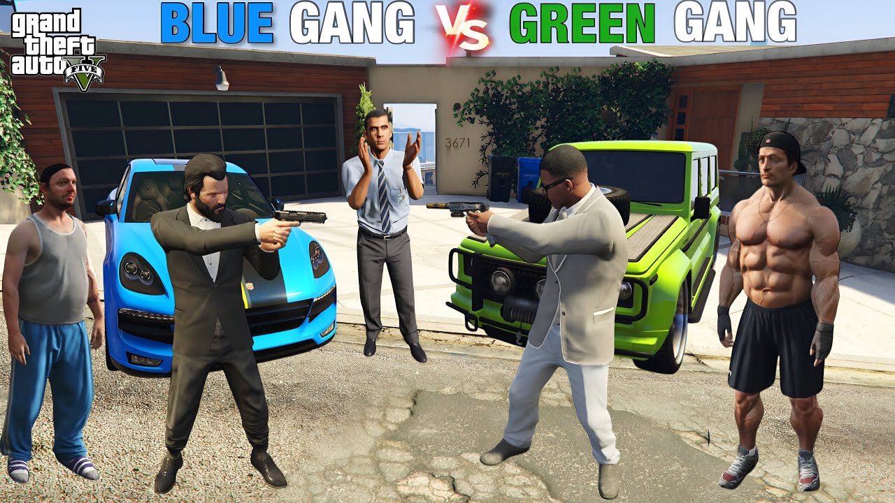 Franklin's Green Gang vs Michael's Blue Gang Ultimate Car Challenge In ...