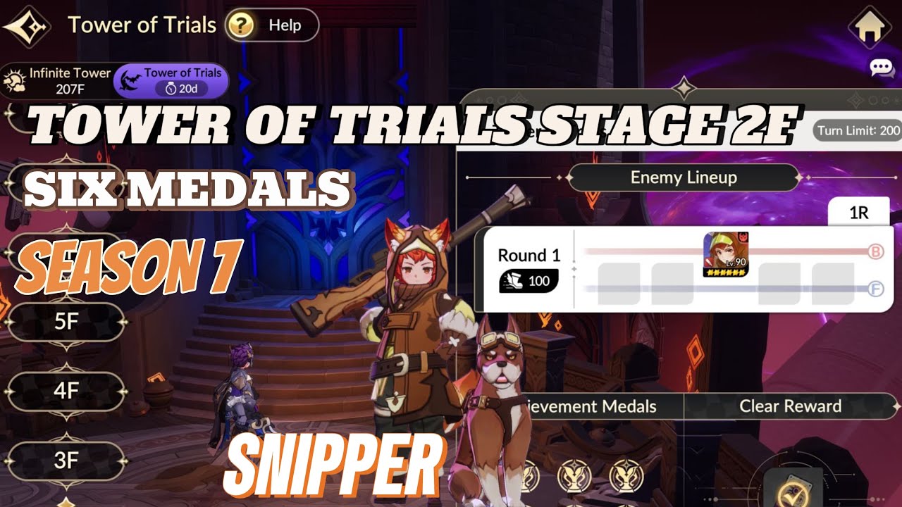 Tower of Trials Stage 2F SNIPPER Six Medals Season 7 - Seven Knights Re ...