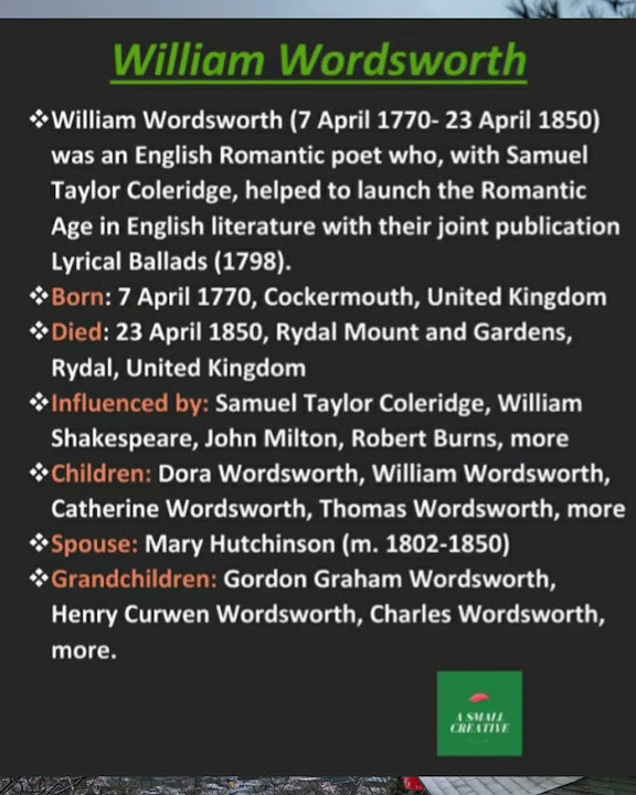 William wordsworth: An Introduction - YouTube