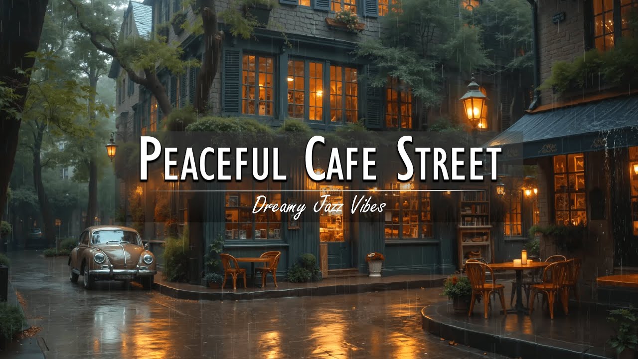 🌧️Rainy Jazz Moment🍂 Fall Rainy Day outside Coffee Bookstore Corner by ...