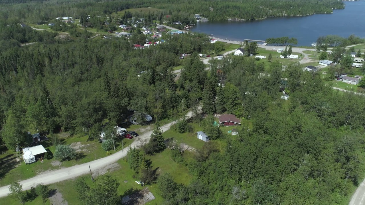 Aerial view of Remi Lake Holiday Bay campground, Moonbeam On - YouTube
