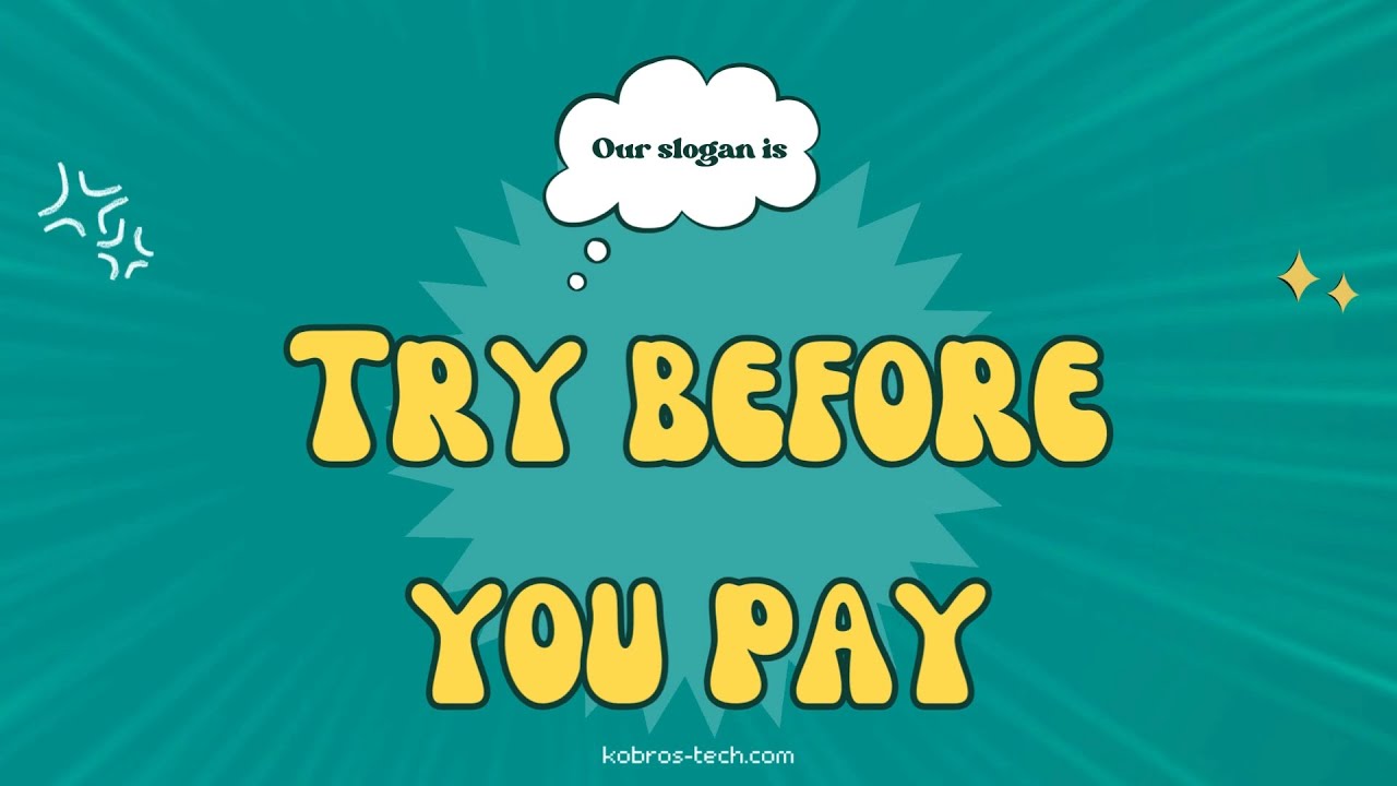 try before you pay slogan - YouTube