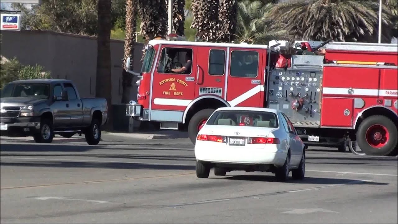 Riverside County Fire Dept. Fire Truck Driving in Blythe, California ...