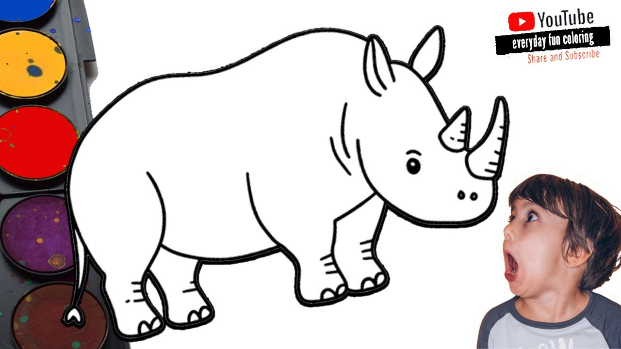 How to Color a Rhino for Kids and Toddlers - YouTube