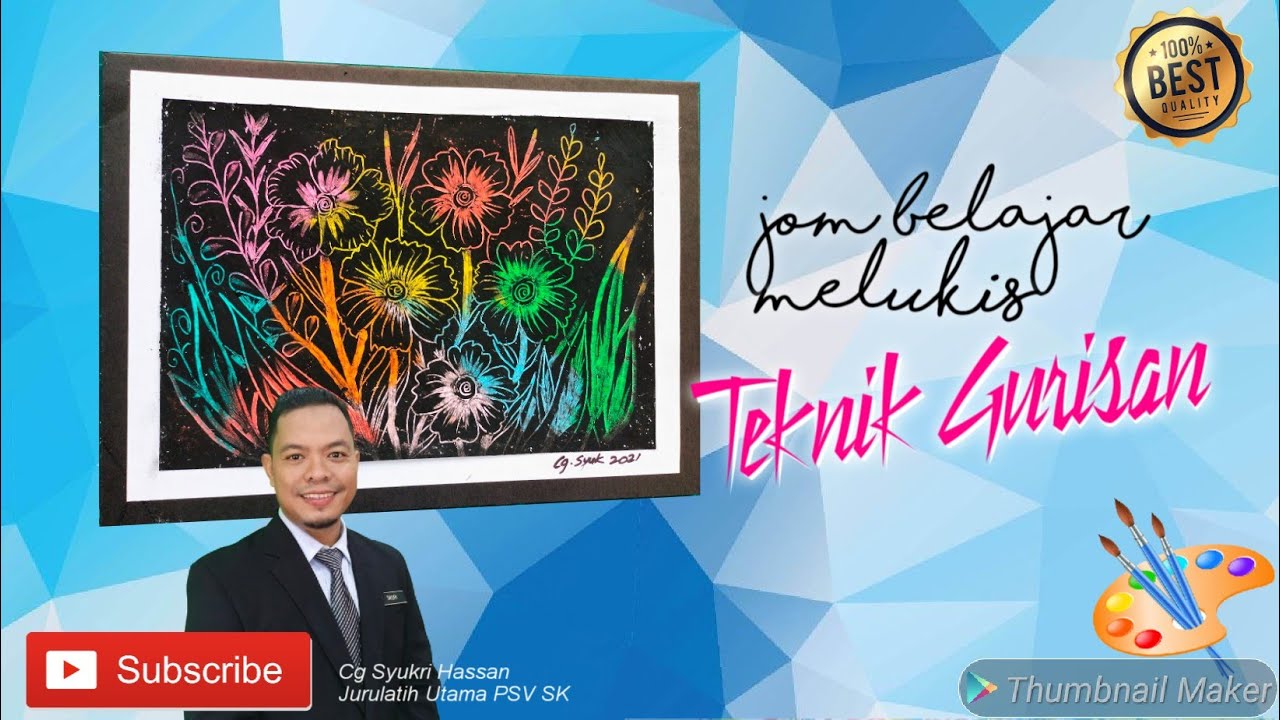 GURISAN - Latihan Menggambar Teknik Gurisan | Sejambak Bunga - YouTube