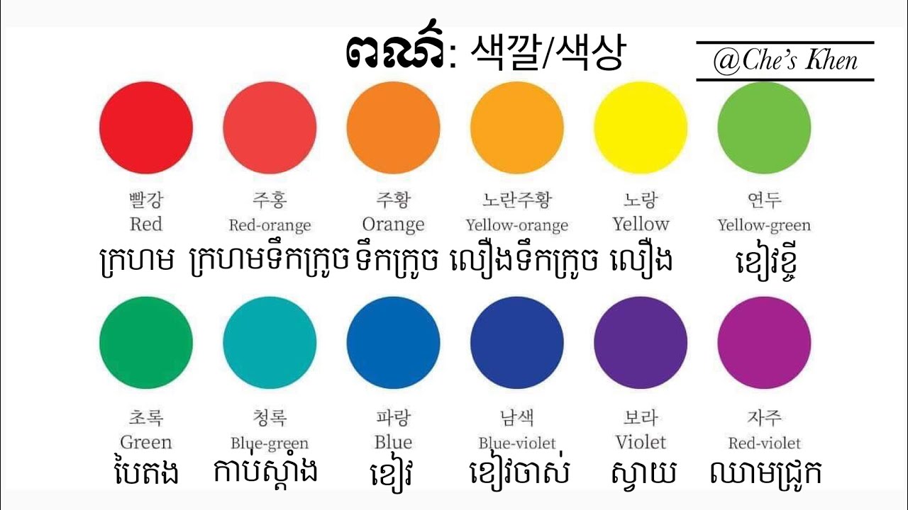 មេរៀនទី24 [ #ពណ៌ ]| រៀនពាក្យកូរ៉េ | | Learning Korean | Color | - YouTube