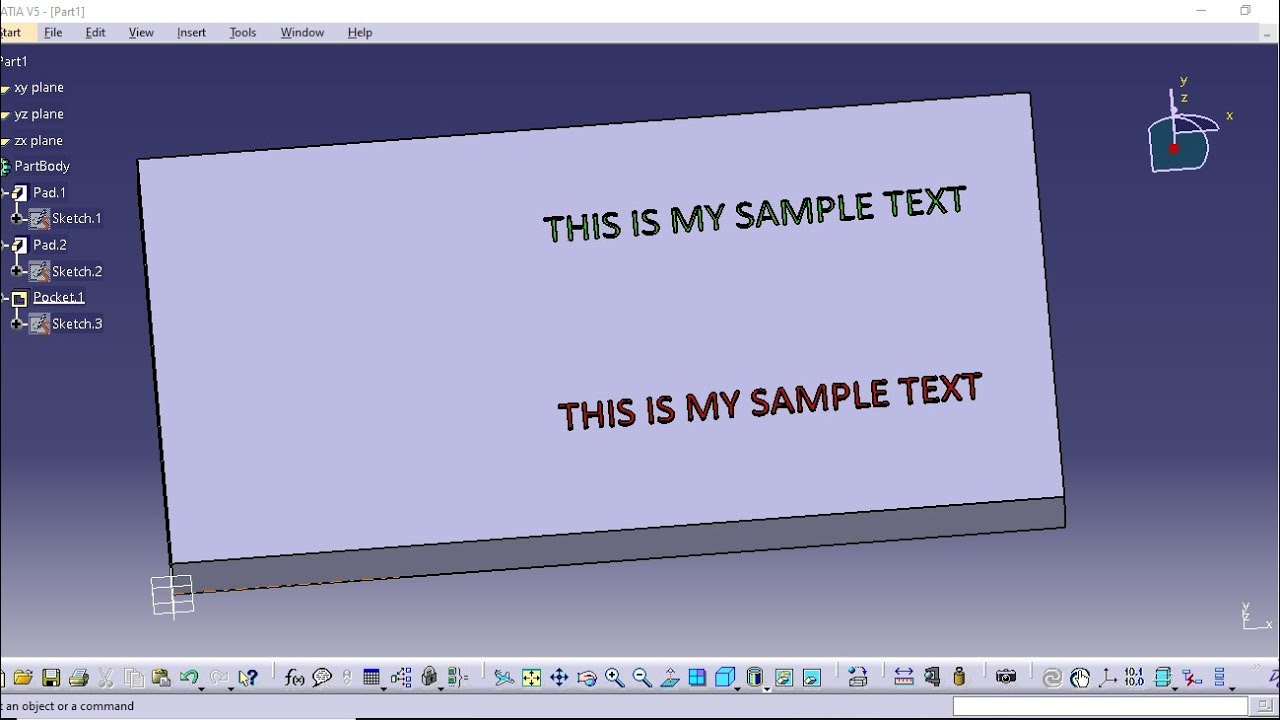 Embossing | Creating 3D text in Part in CATIA V5 | Let's Design - YouTube